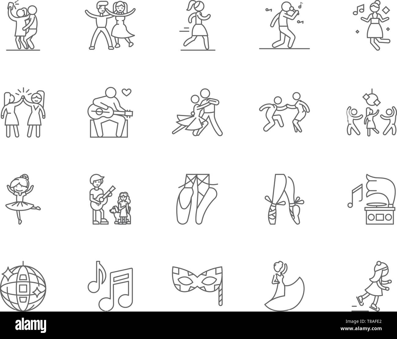 Dancing line icons, signs, vector set, outline illustration concept ...