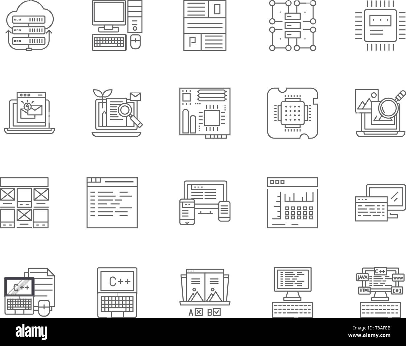 Data line icons, signs, vector set, outline illustration concept Stock ...