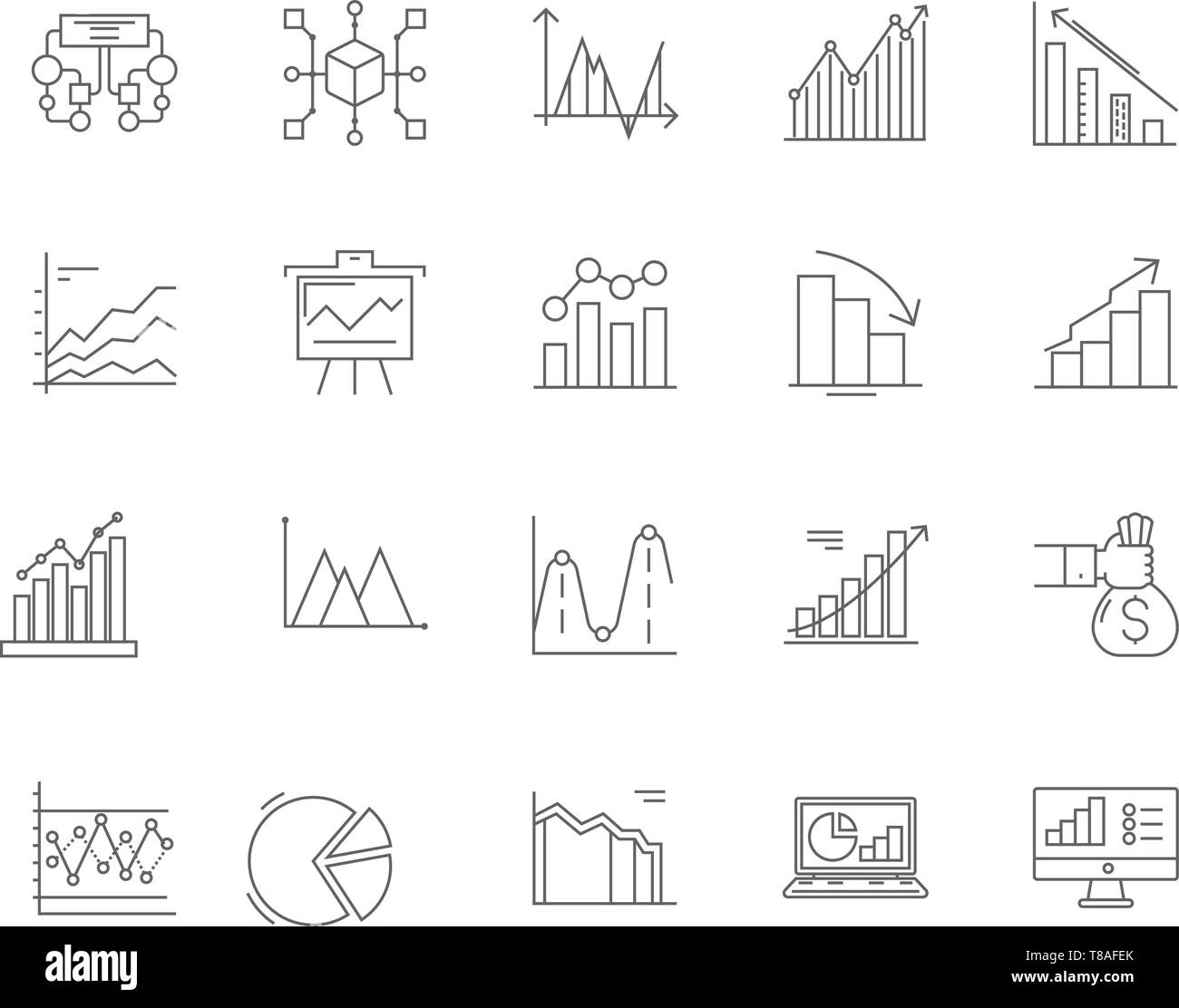 Data analytics line icons, signs, vector set, outline illustration ...