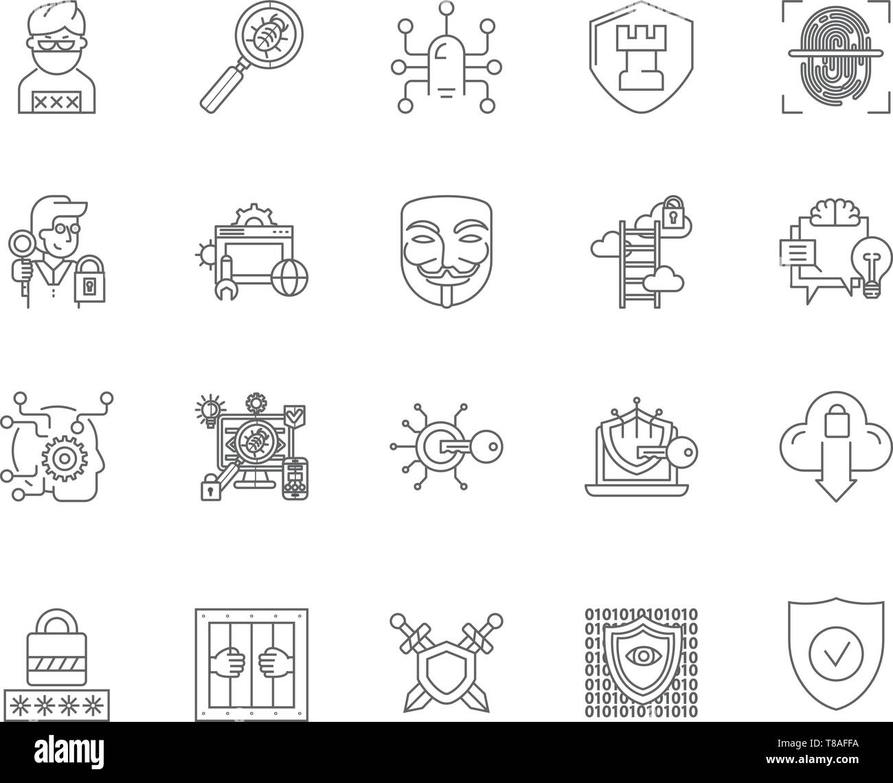 Data security line icons, signs, vector set, outline illustration ...