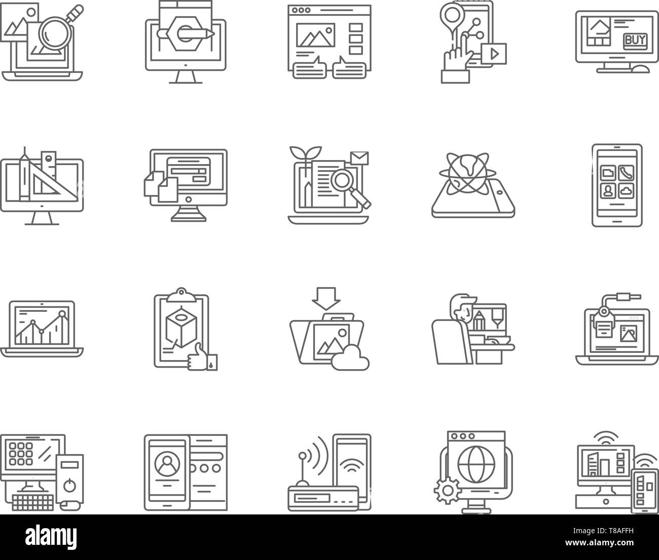 Data visualization line icons, signs, vector set, outline illustration concept Stock Vector ...
