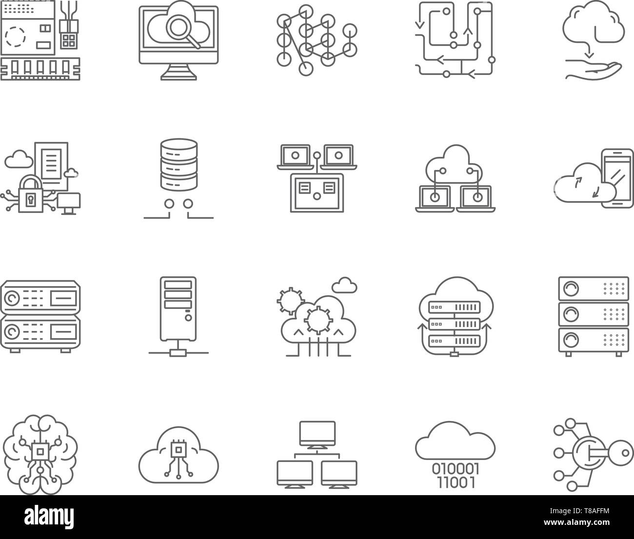 Database line icons, signs, vector set, outline illustration concept ... Database line icons, signs, vector set, outline illustration concept ...