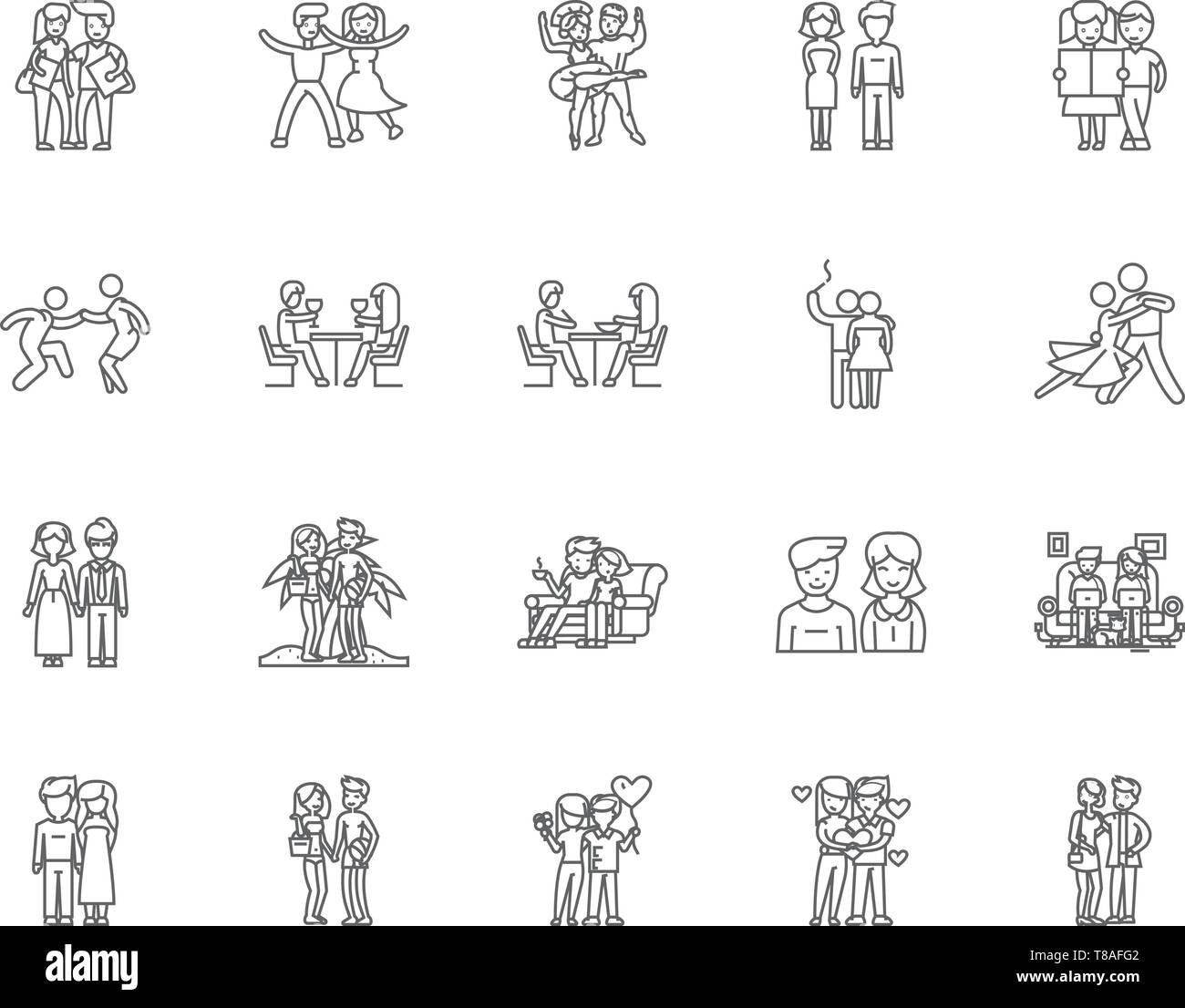 Dating line icons, signs, vector set, outline illustration concept ...