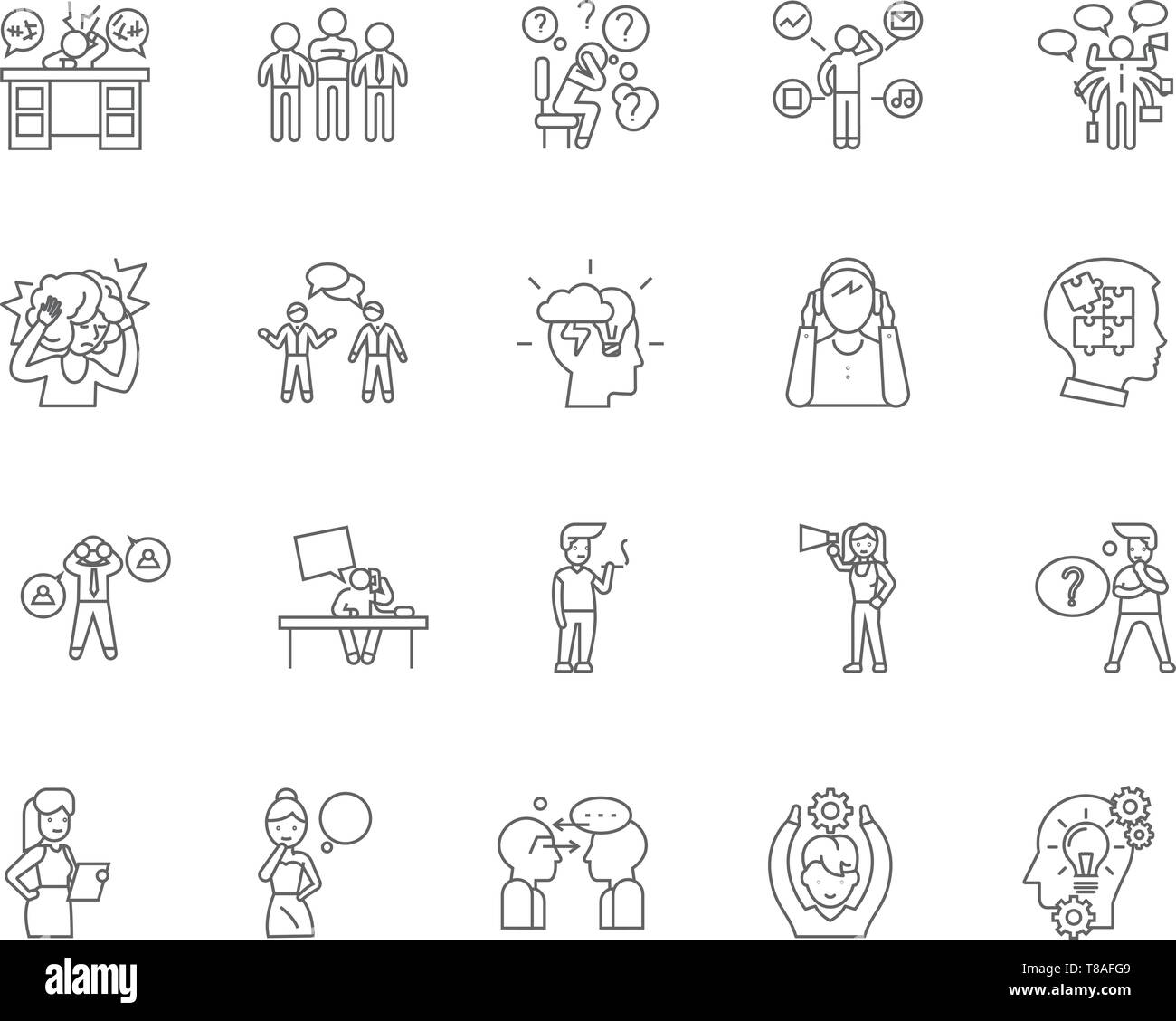Debt line icons, signs, vector set, outline illustration concept Stock ...