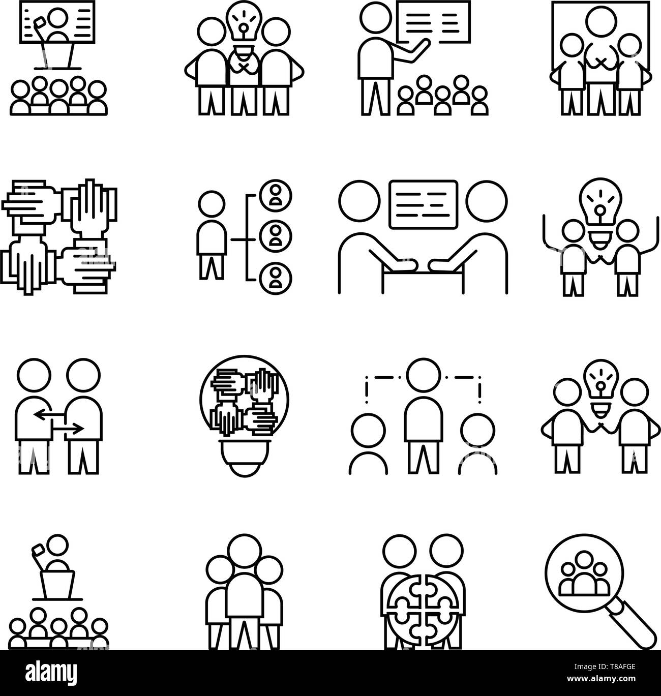 Simple Set of Team Work icon. vector black linear sign symbol Stock ...