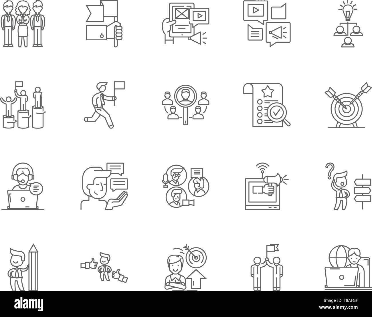 Decision line icons, signs, vector set, outline illustration concept ...