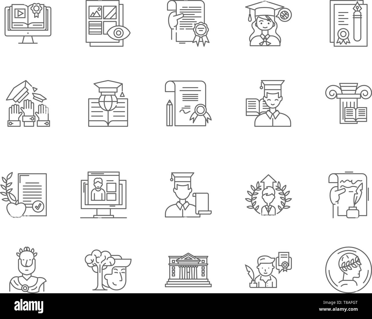 Degree line icons, signs, vector set, outline illustration concept ...