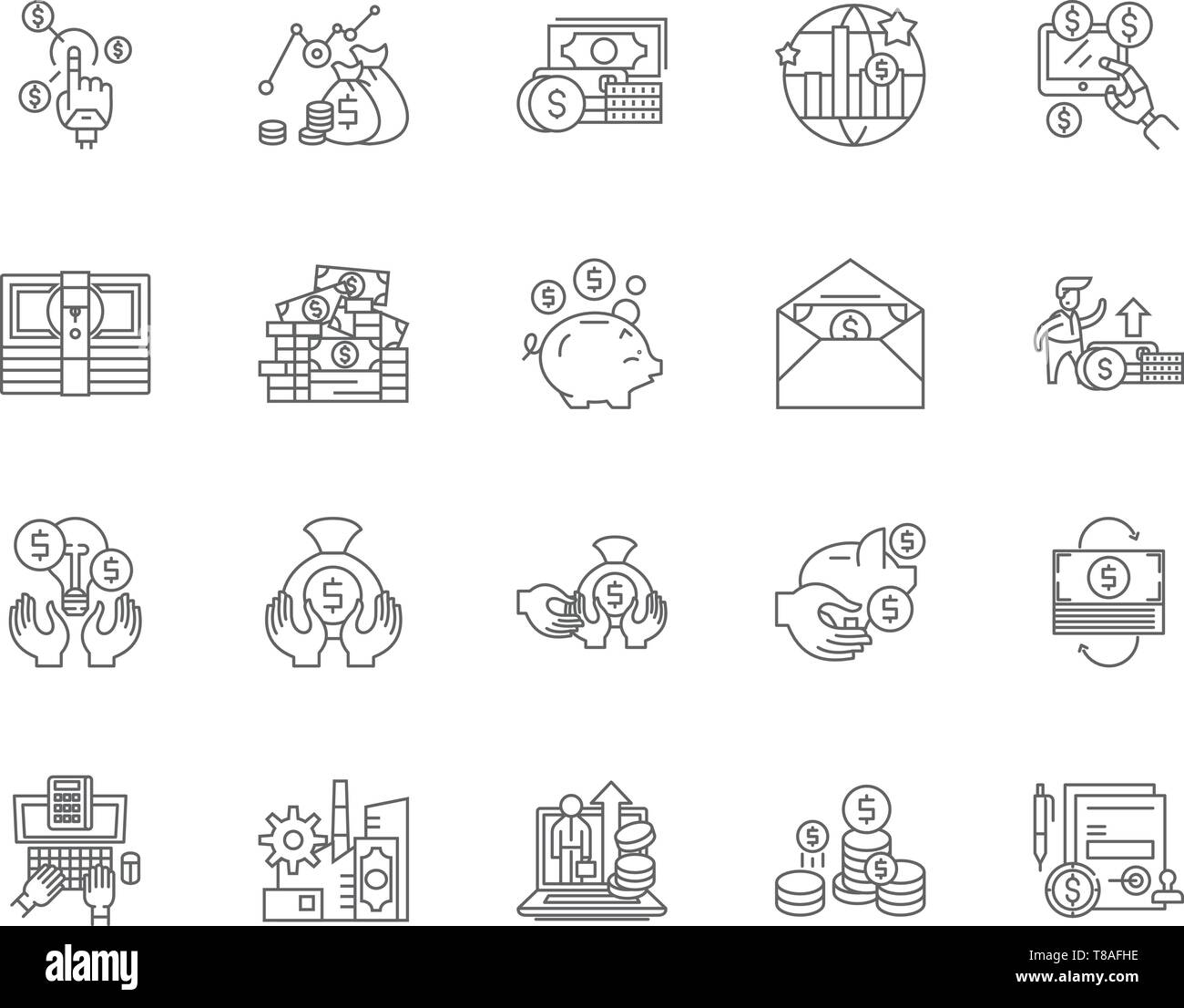 Deposit line icons, signs, vector set, outline illustration concept ...