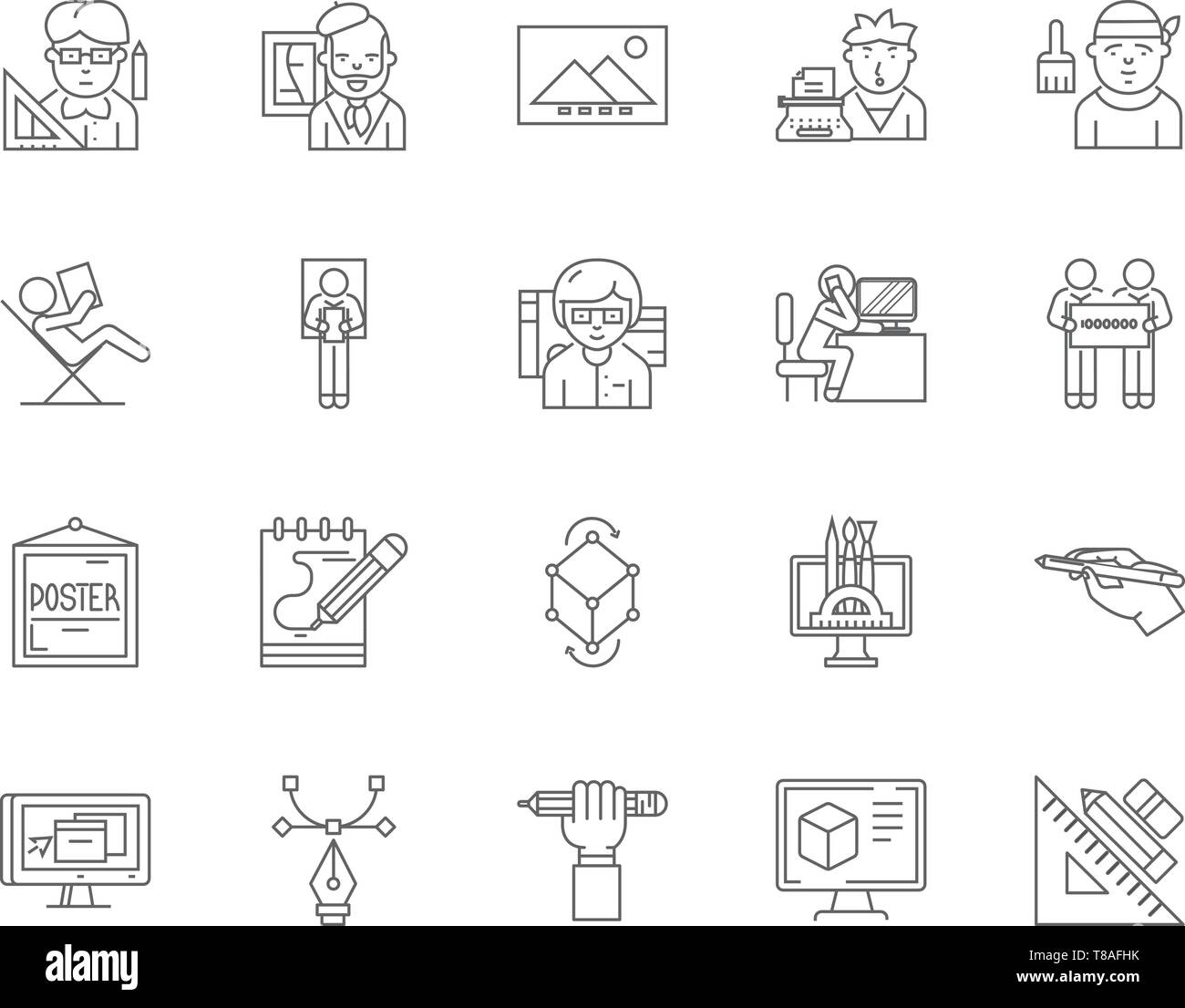 Design studio line icons, signs, vector set, outline illustration ...