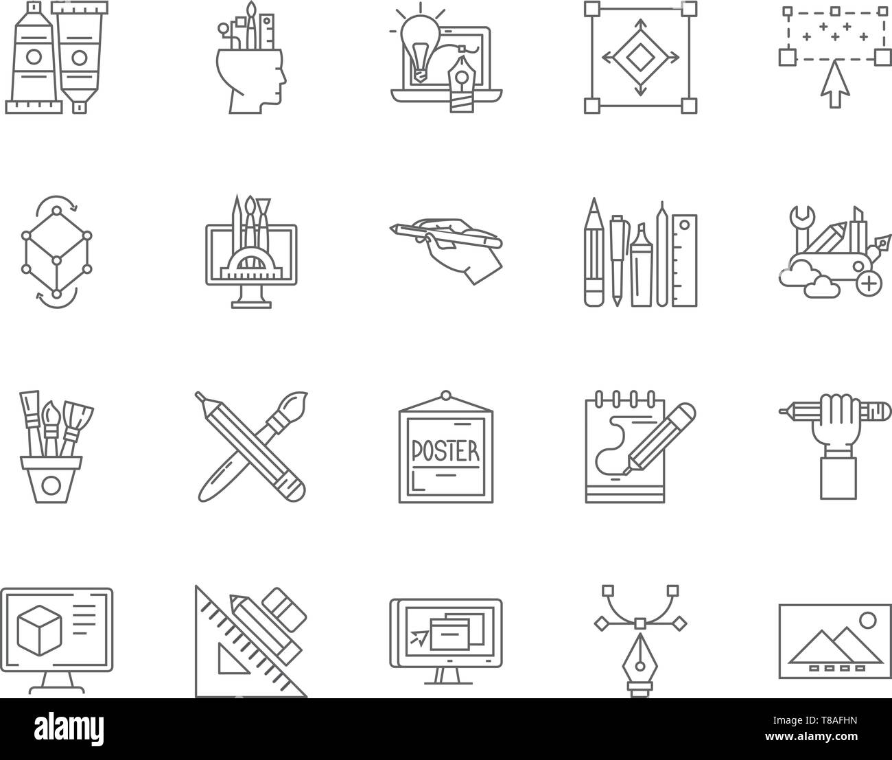 Designing line icons, signs, vector set, outline illustration concept ...