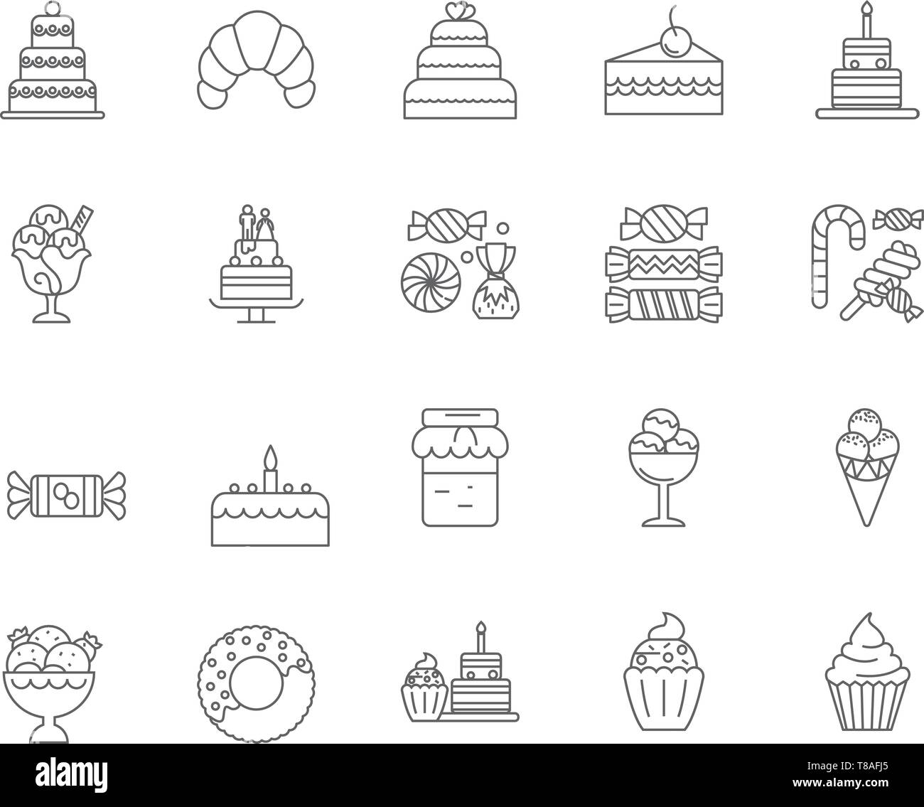 Dessert line icons, signs, vector set, outline illustration concept ...