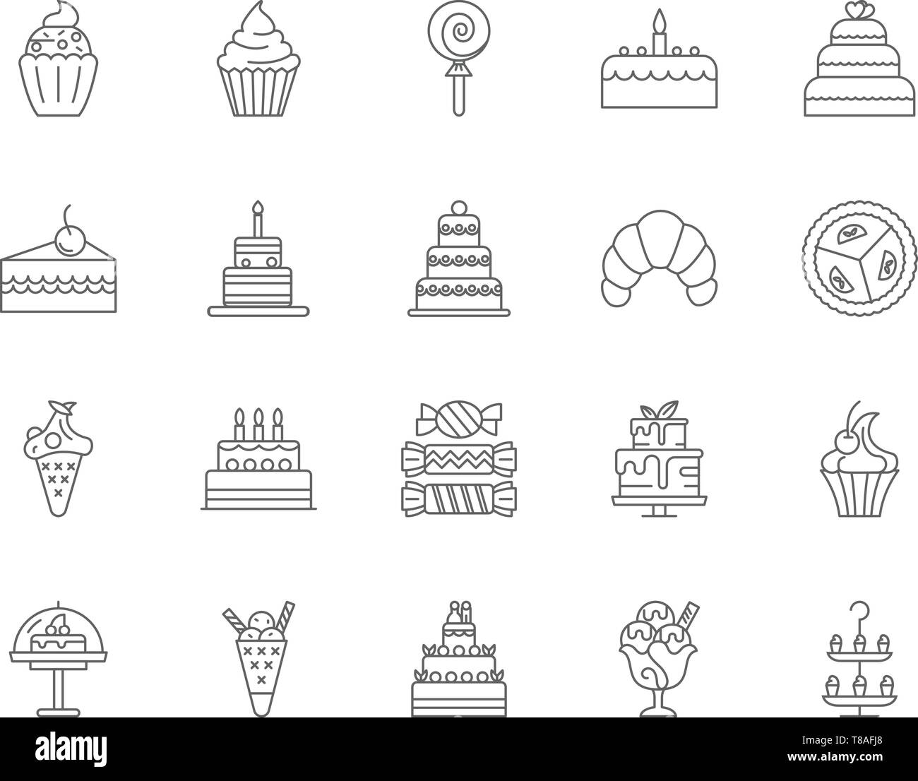 Desserts line icons, signs, vector set, outline illustration concept ...