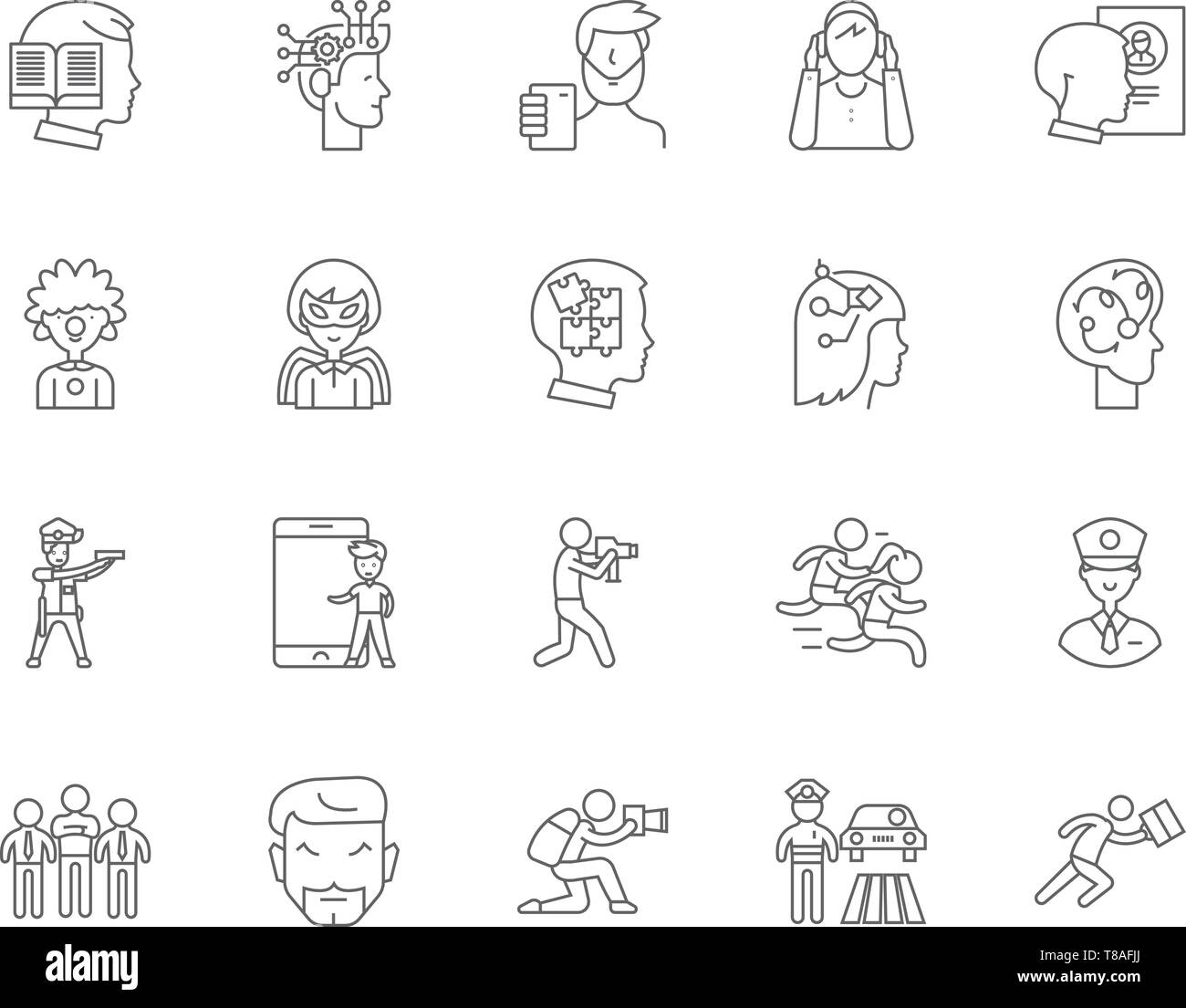 Detective line icons, signs, vector set, outline illustration concept ...