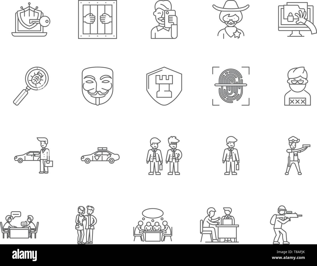 Detective services line icons, signs, vector set, outline illustration ...