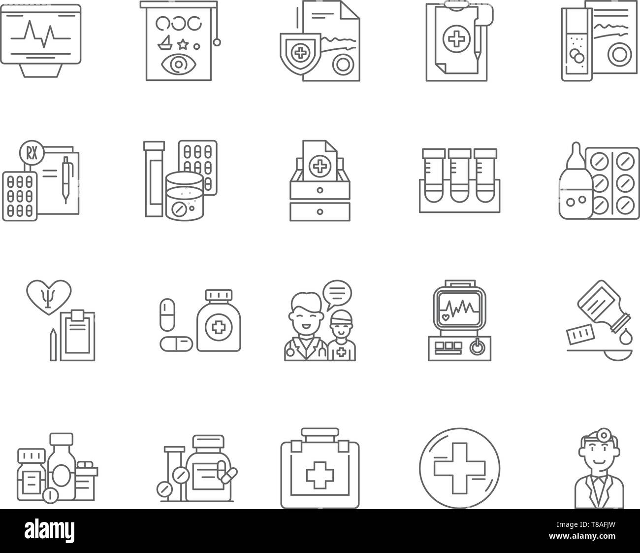 Diagnose line icons, signs, vector set, outline illustration concept ...