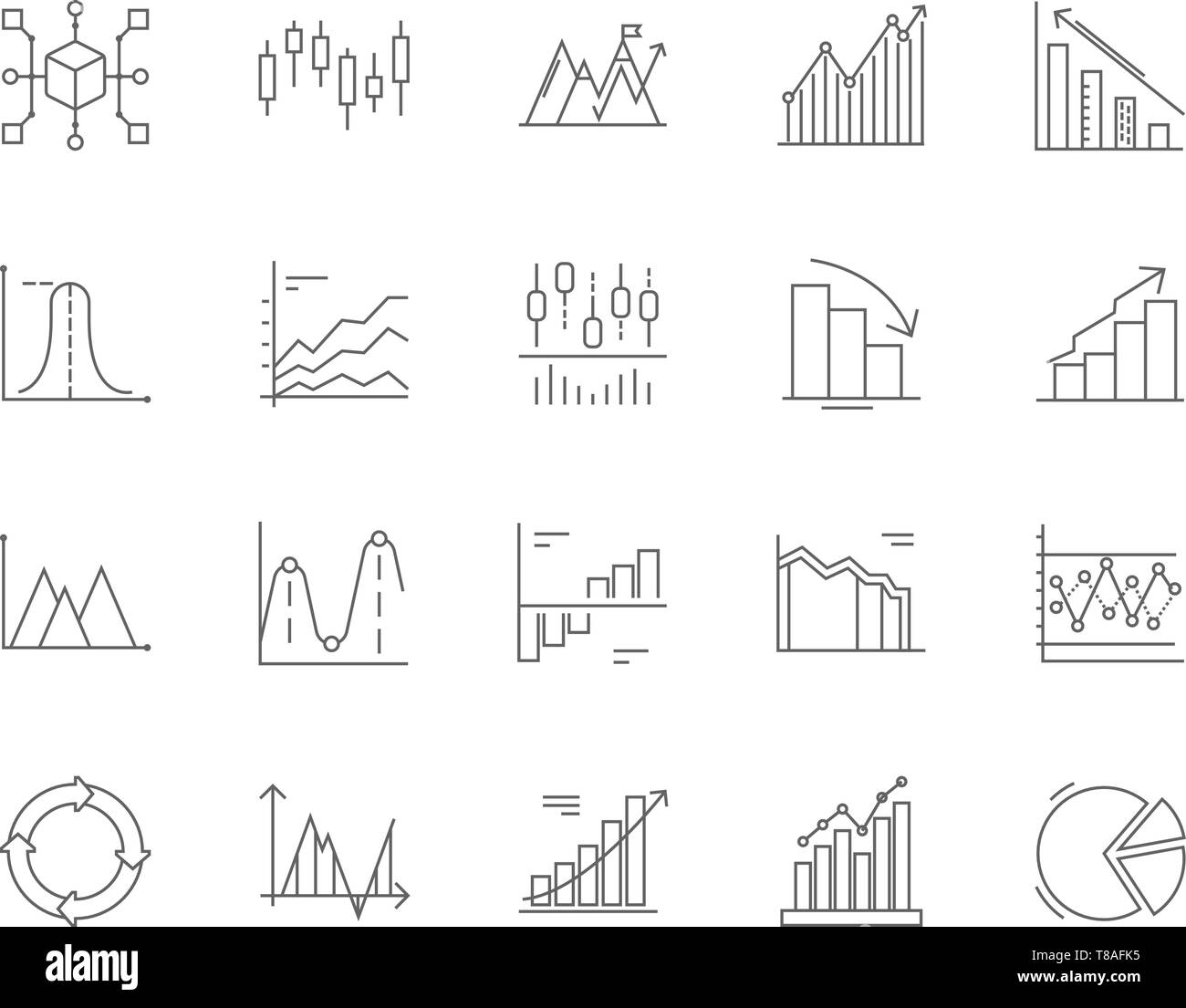 Diagram line icons, signs, vector set, outline illustration concept ...