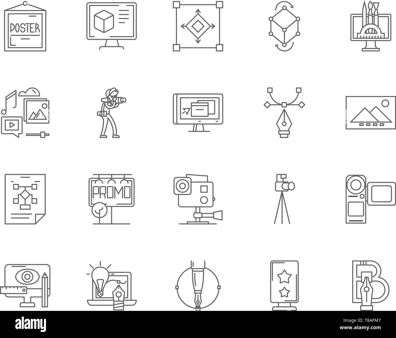 Digital art line icons, signs, vector set, outline illustration concept ...