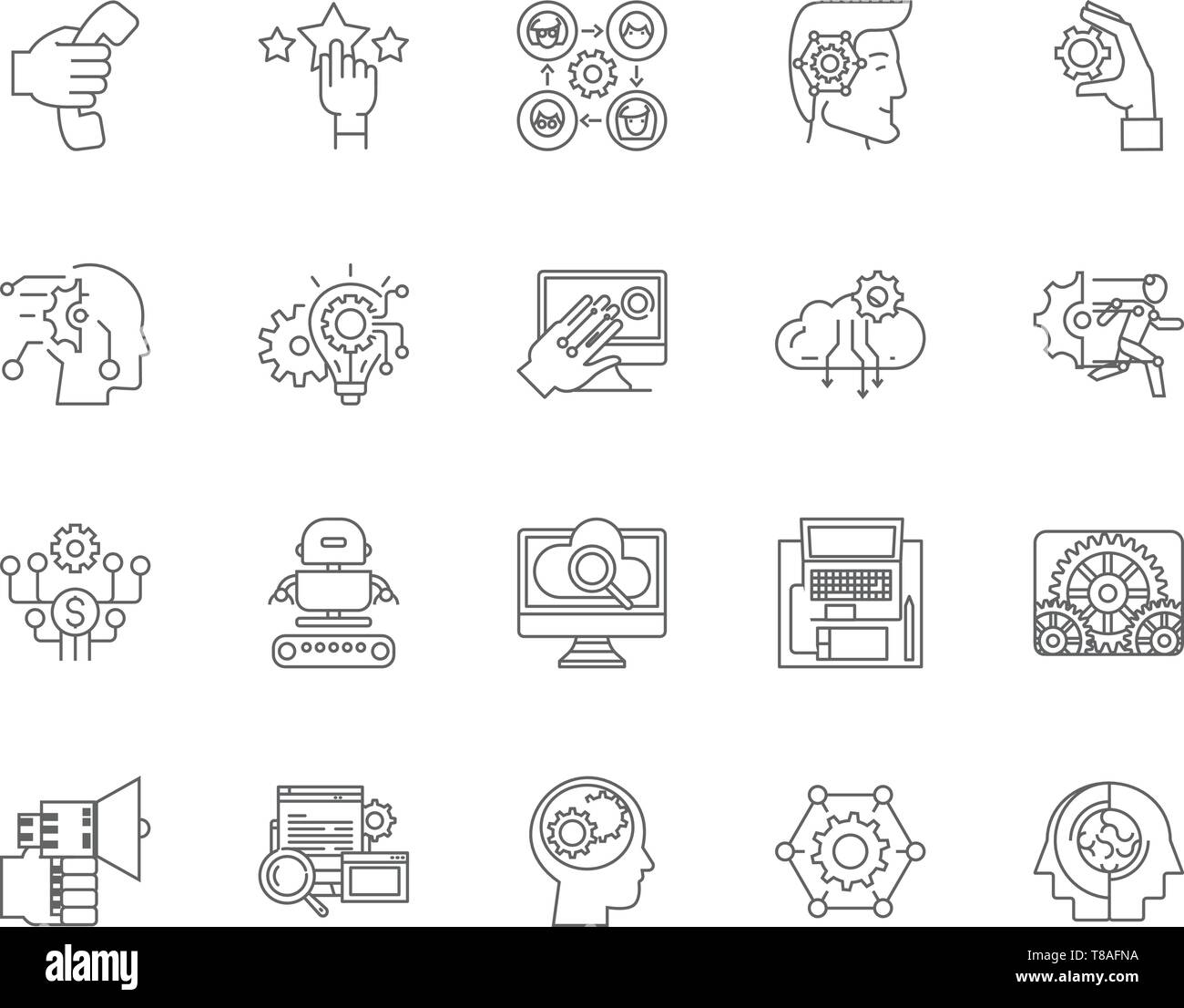 Digital help line icons, signs, vector set, outline illustration ...