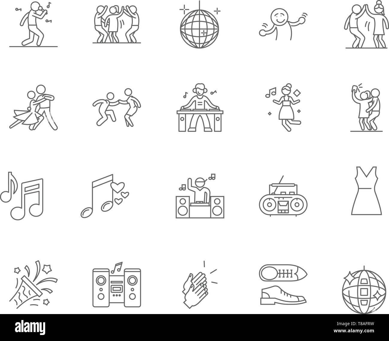 Disco line icons, signs, vector set, outline illustration concept Stock ...