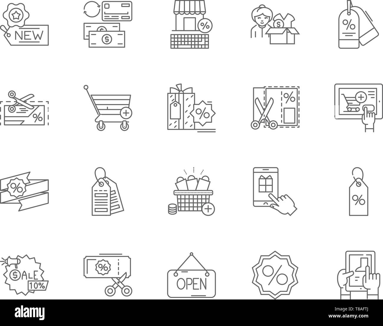 Discount store line icons, signs, vector set, outline illustration ...