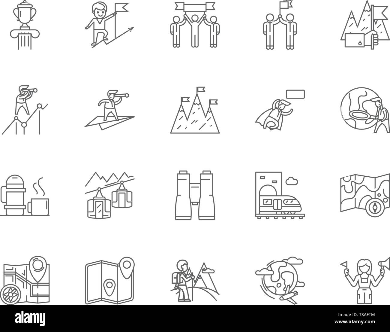 Discover line icons, signs, vector set, outline illustration concept ...