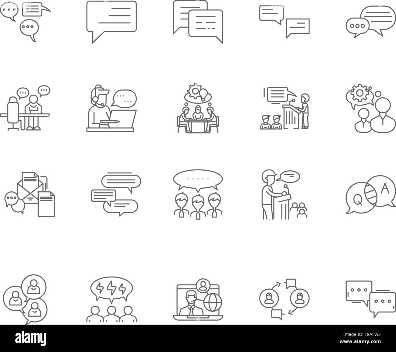 Discussion line icons, signs, vector set, outline illustration concept Stock Vector Image & Art ...
