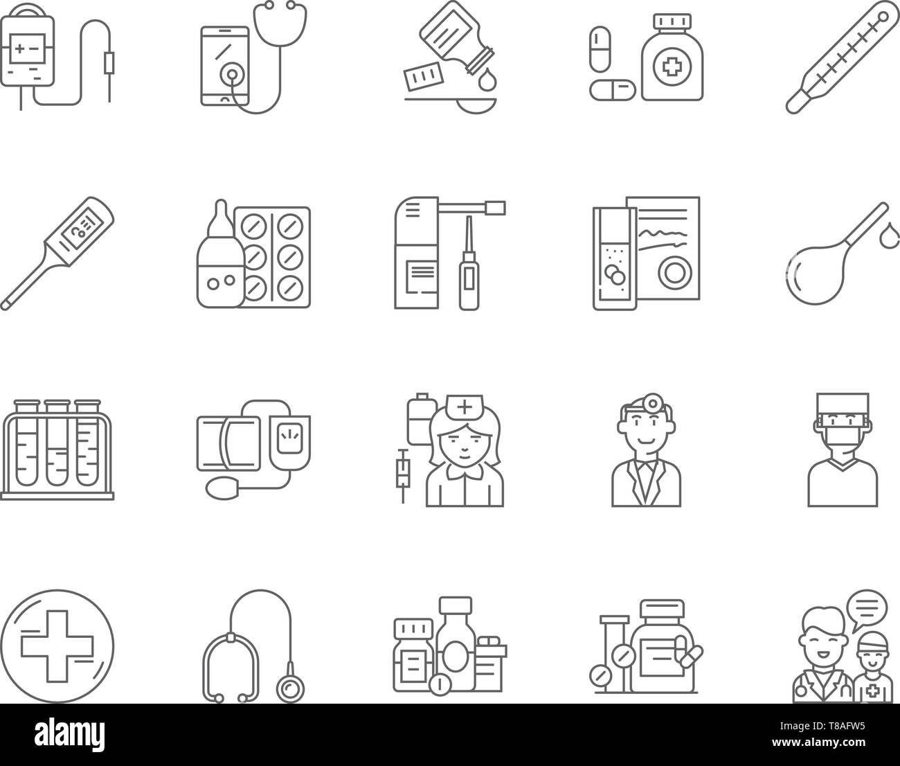 Diseases line icons, signs, vector set, outline illustration concept ...