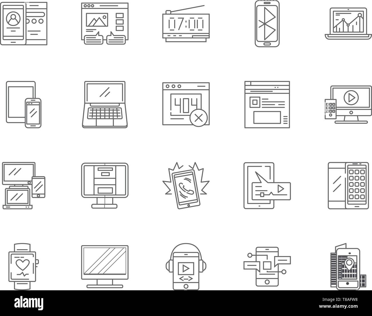 Display line icons, signs, vector set, outline illustration concept ...