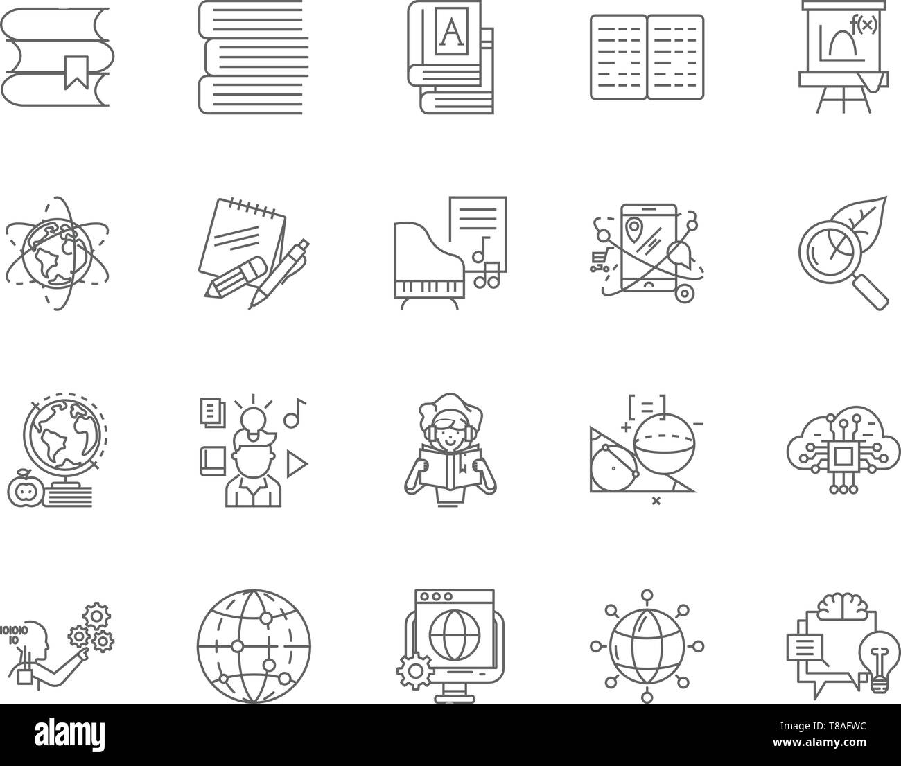 Distance education line icons, signs, vector set, outline illustration ...