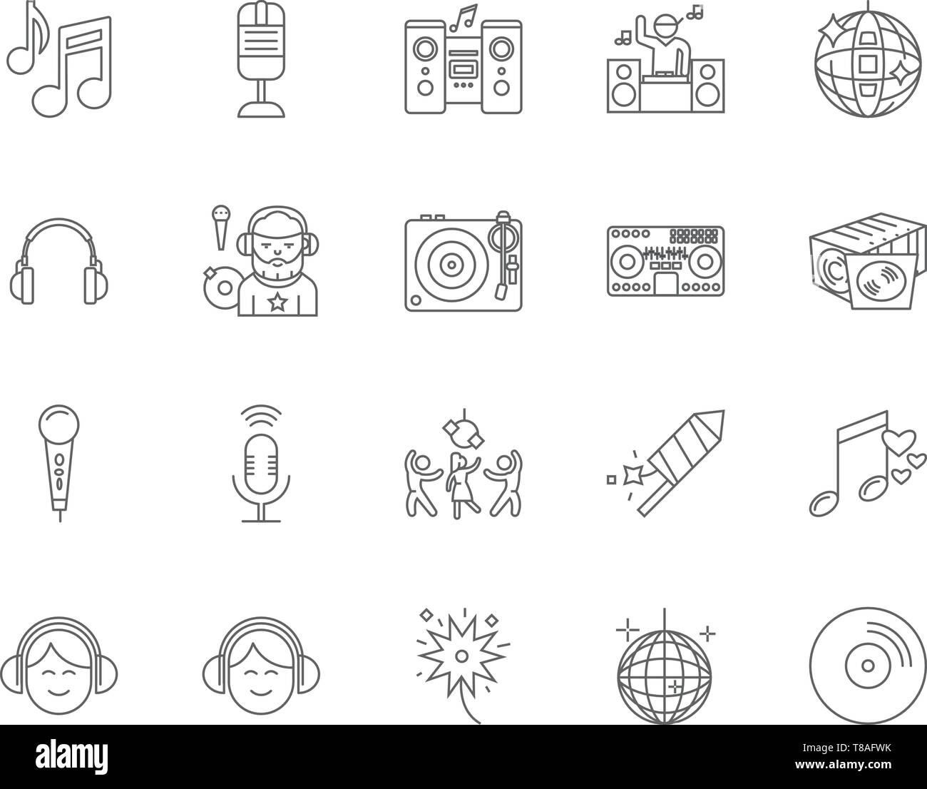 Dj line icons, signs, vector set, outline illustration concept Stock ...