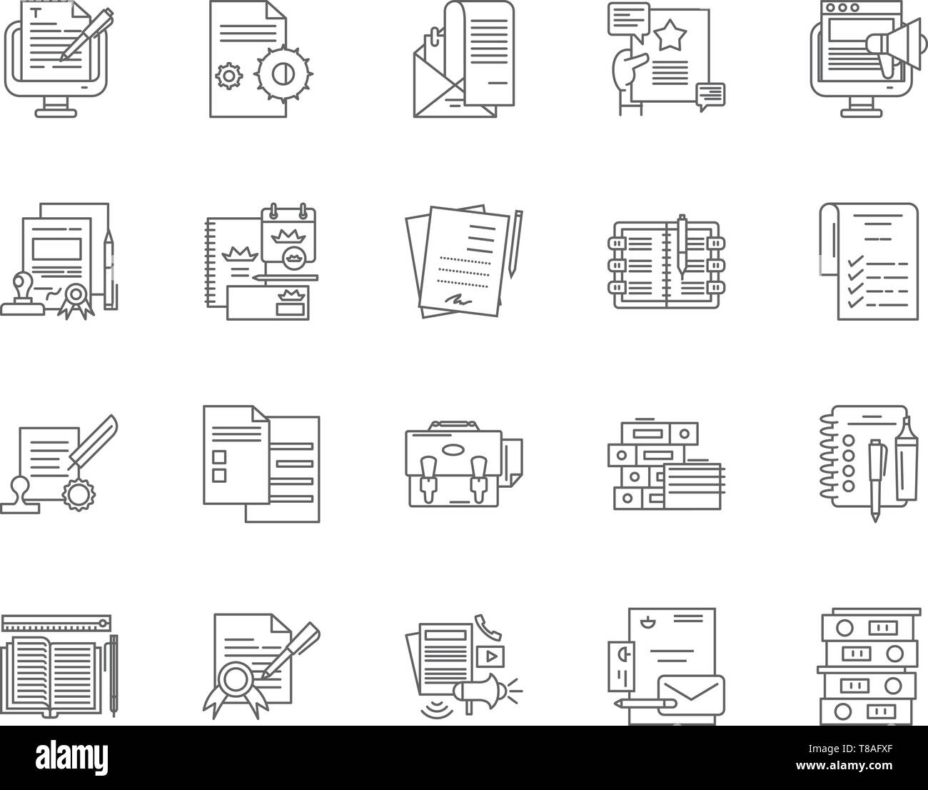 Documents line icons, signs, vector set, outline illustration concept ...