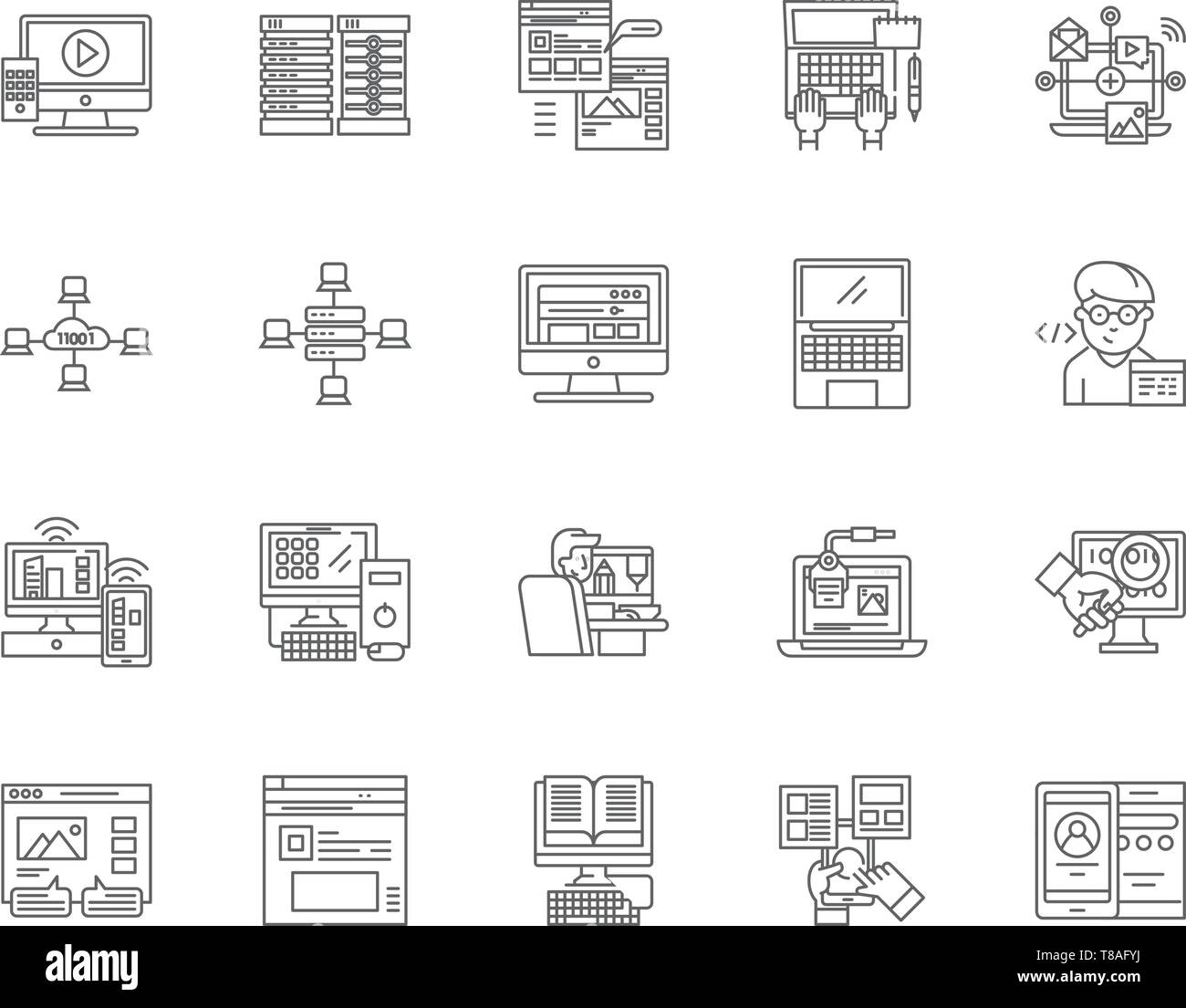 Domain line icons, signs, vector set, outline illustration concept ...