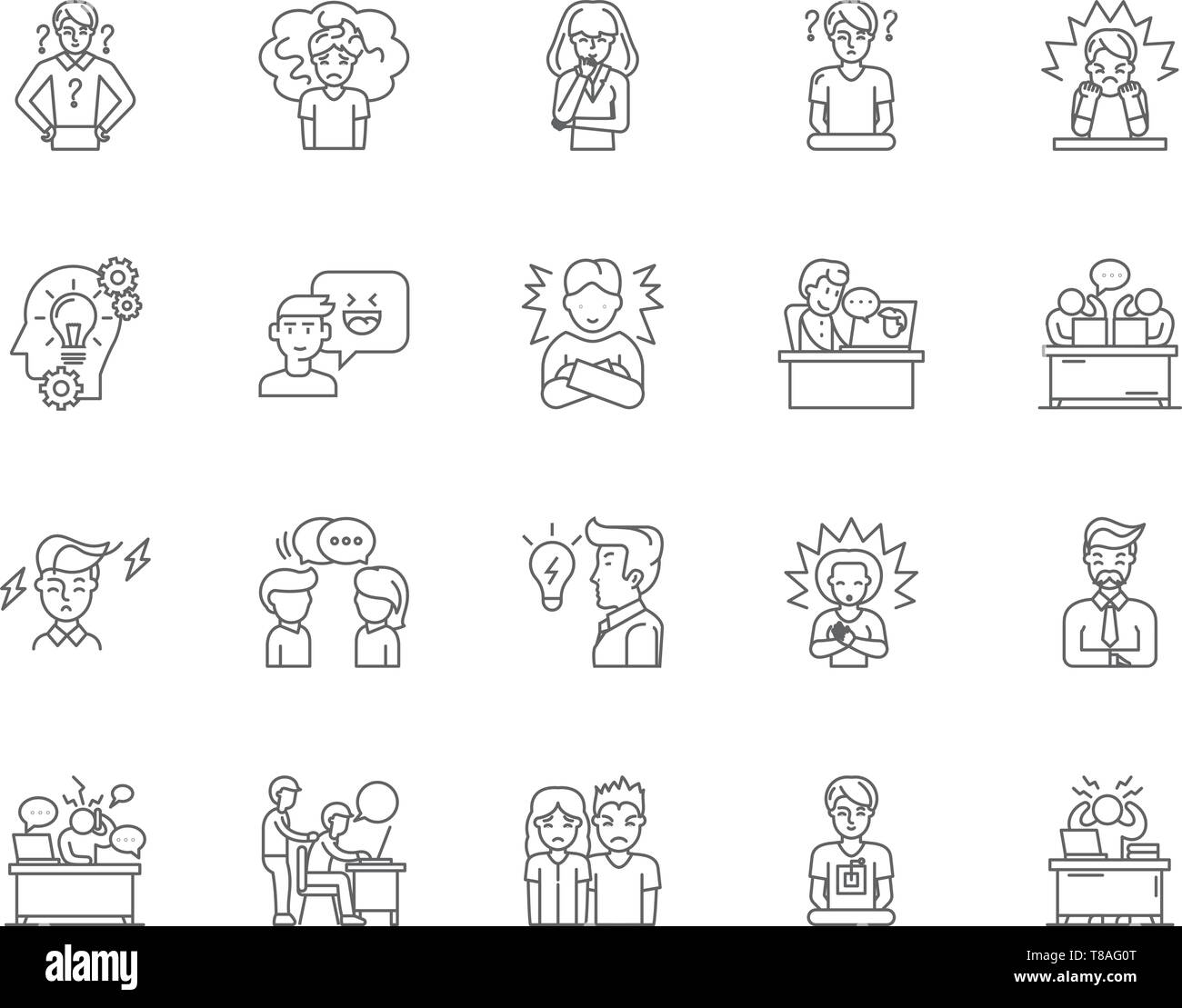 Doubt line icons, signs, vector set, outline illustration concept Stock ...