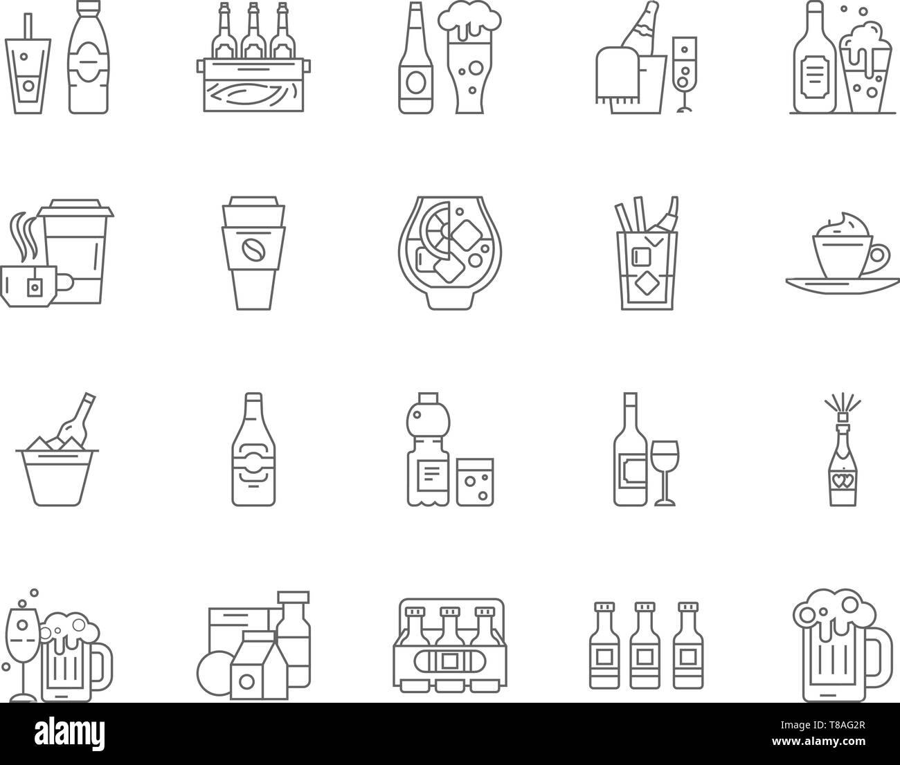 Drinks line icons, signs, vector set, outline illustration concept ...