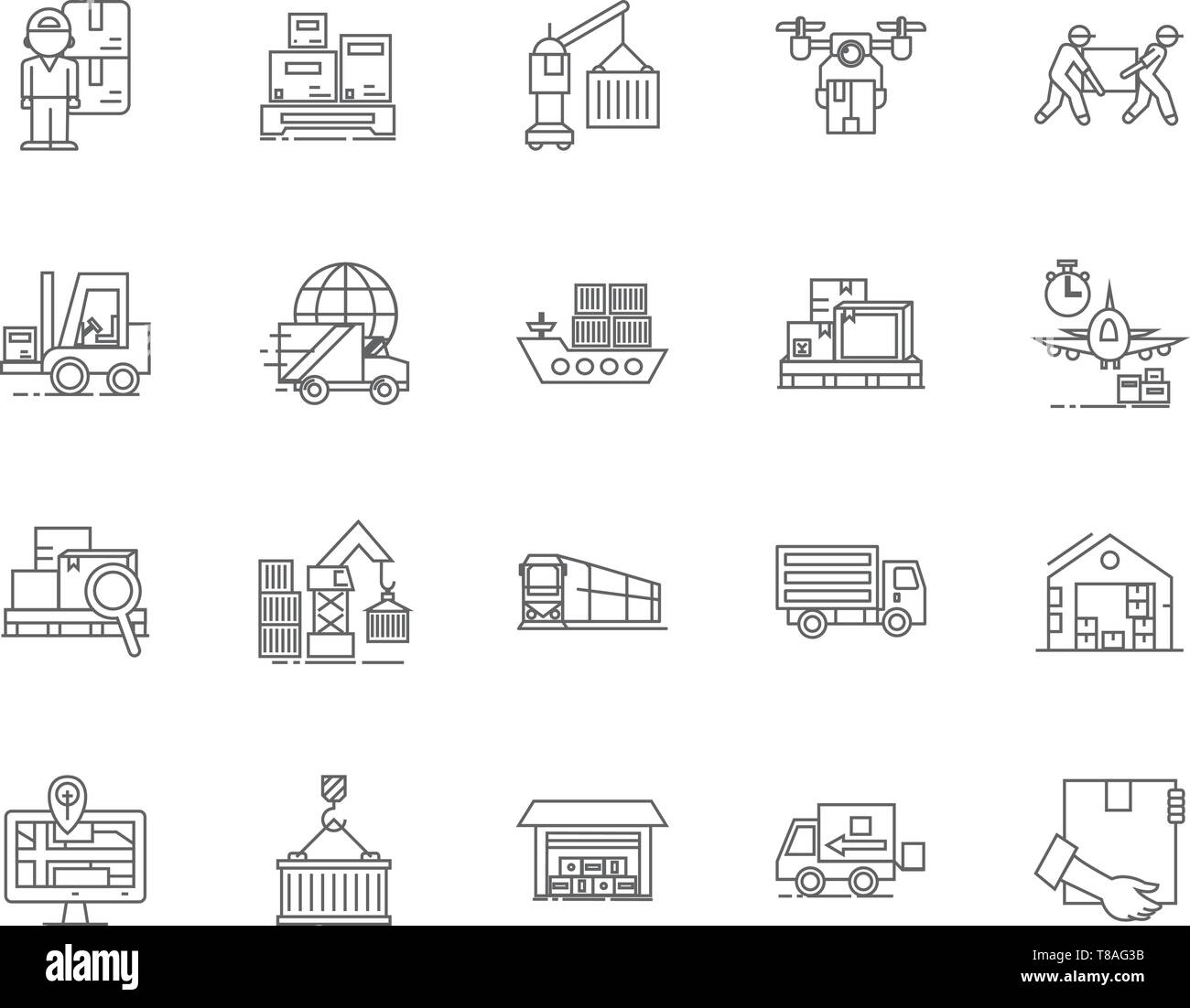 Drop shipping line icons, signs, vector set, outline illustration ...