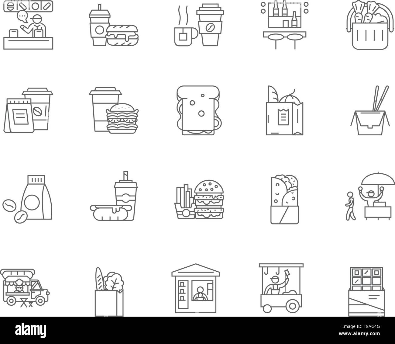 Eating out line icons, signs, vector set, outline illustration concept ...