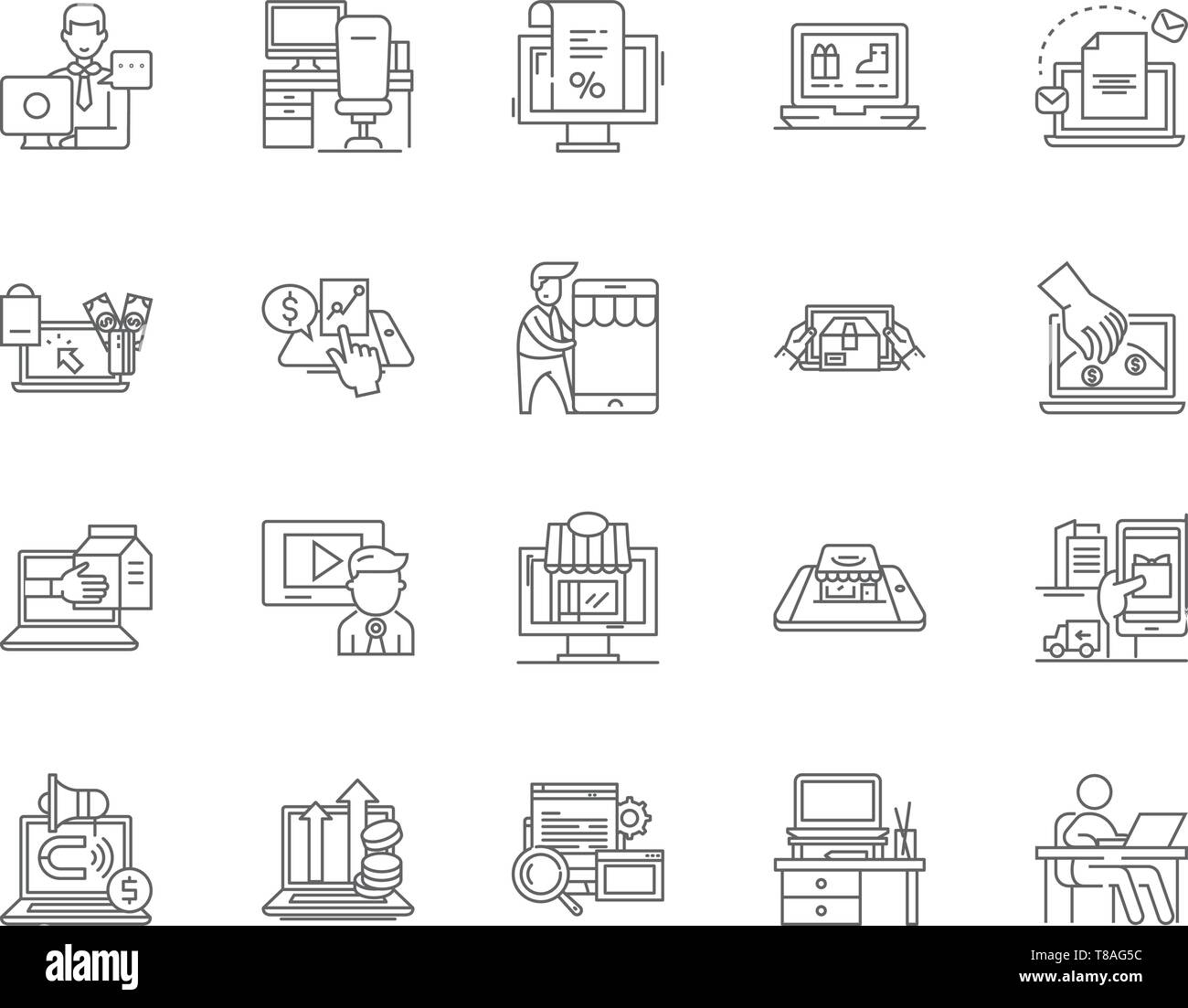 Ecommerce line icons, signs, vector set, outline illustration concept ...
