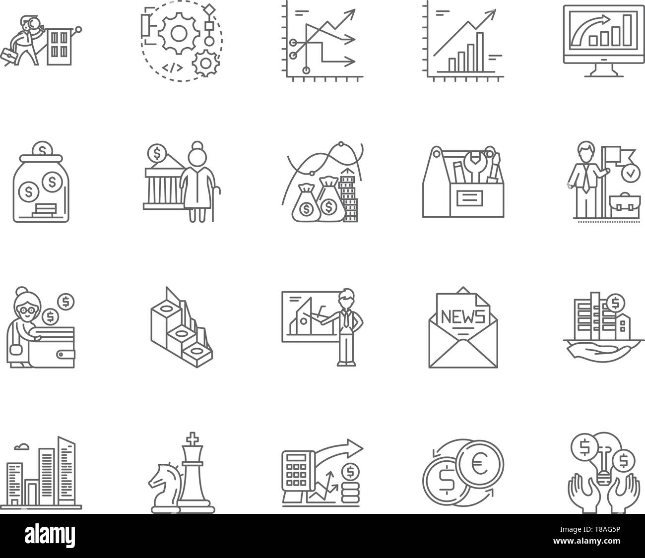 Economics line icons, signs, vector set, outline illustration concept ...