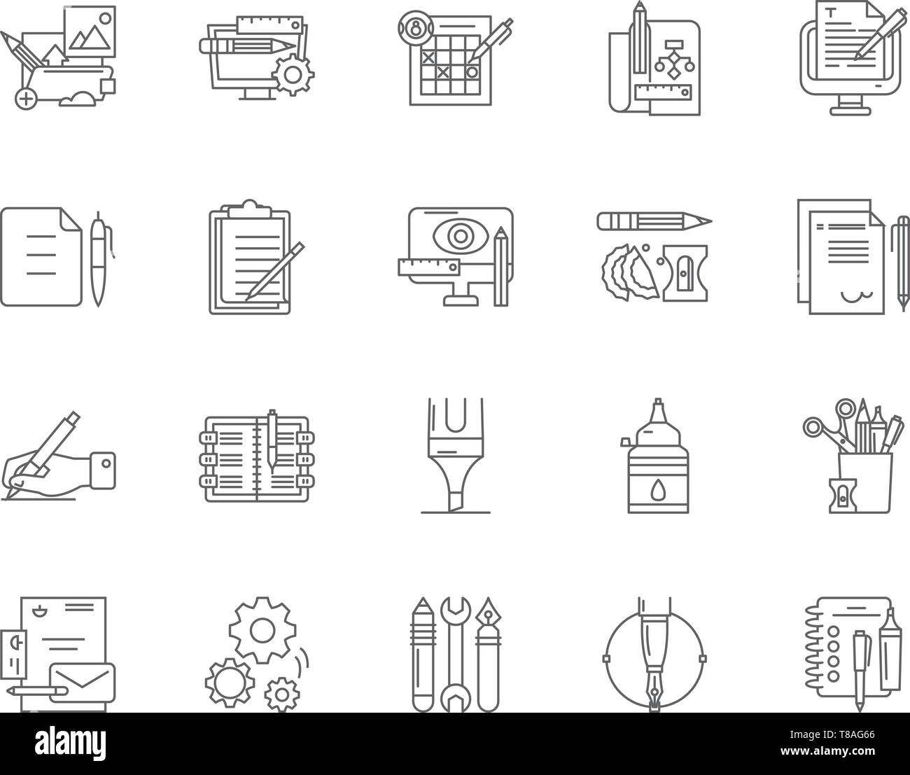 Editing line icons, signs, vector set, outline illustration concept ...