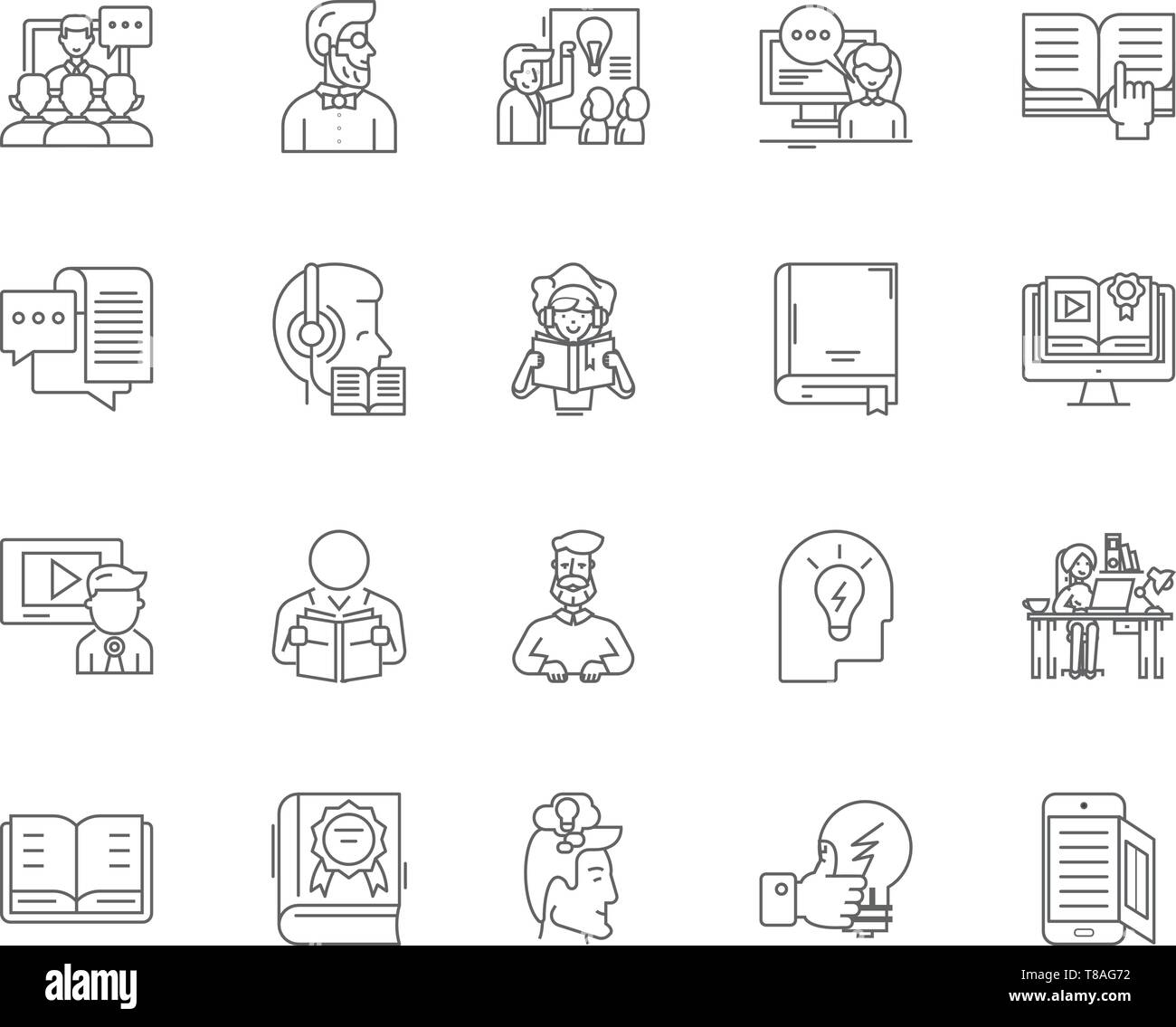 Education and instructions line icons, signs, vector set, outline illustration concept Stock ...
