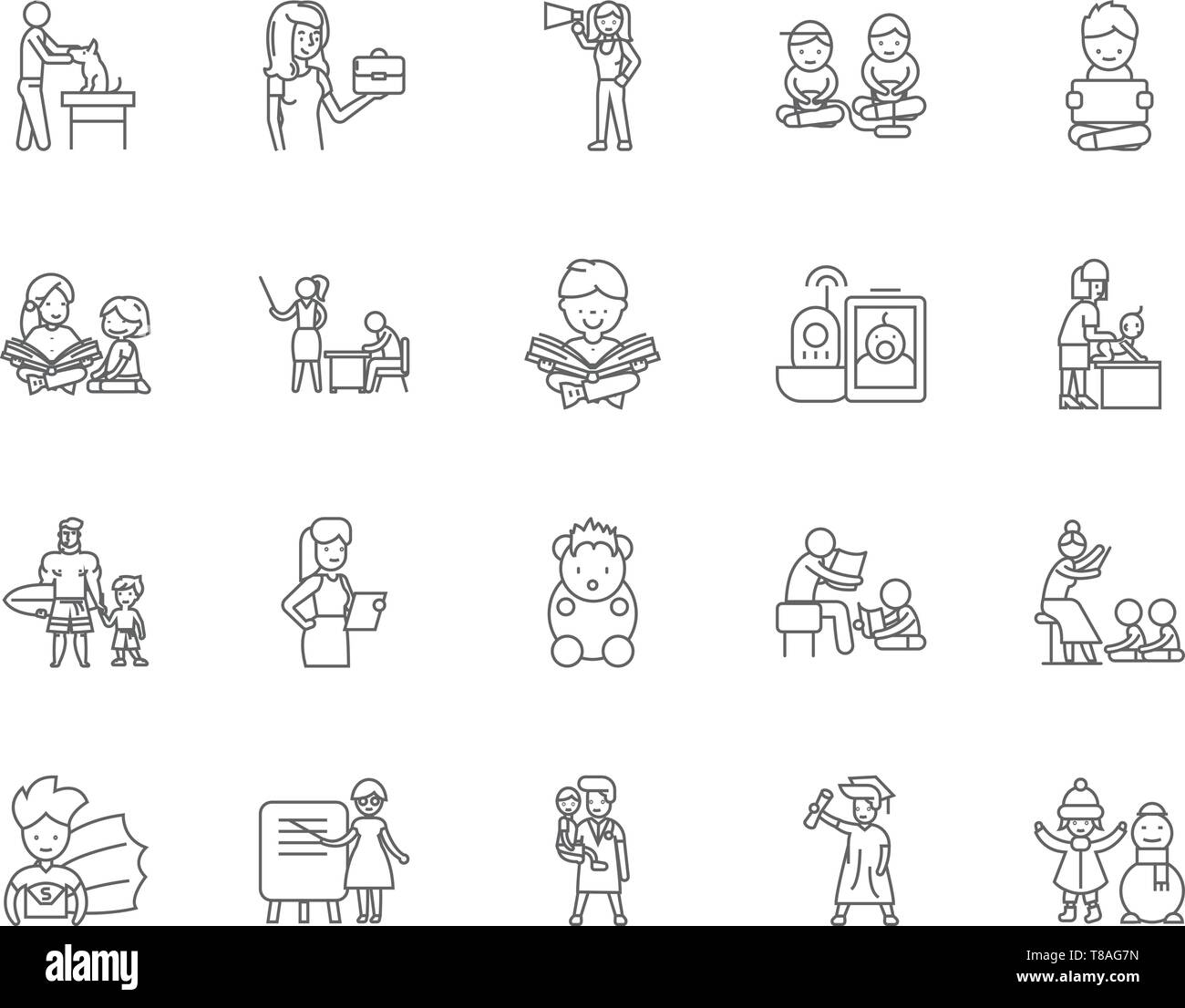 Educator line icons, signs, vector set, outline illustration concept ...
