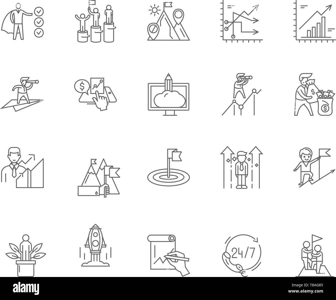 Efficiency line icons, signs, vector set, outline illustration concept ...