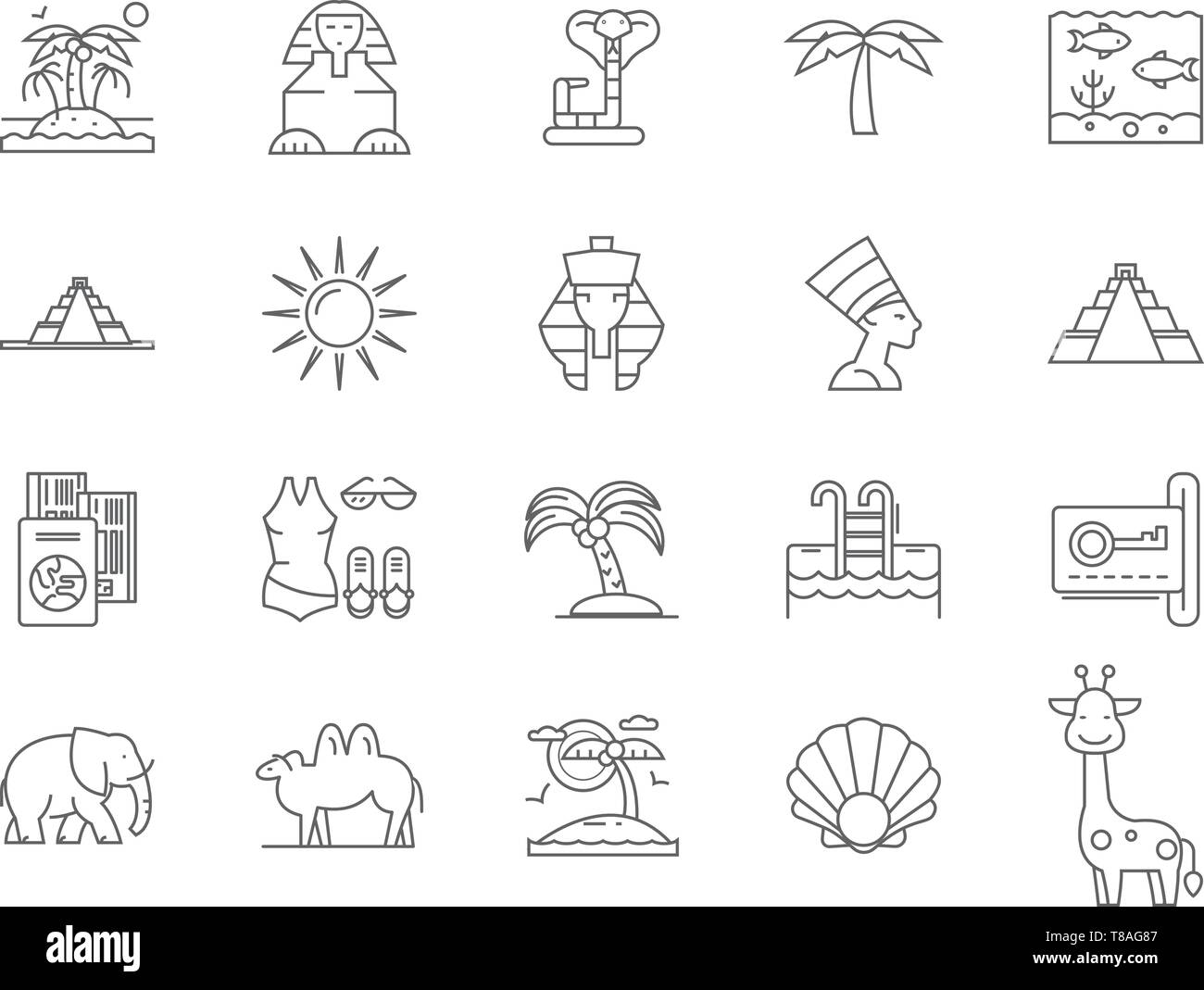 Egypt line icons, signs, vector set, outline illustration concept Stock ...