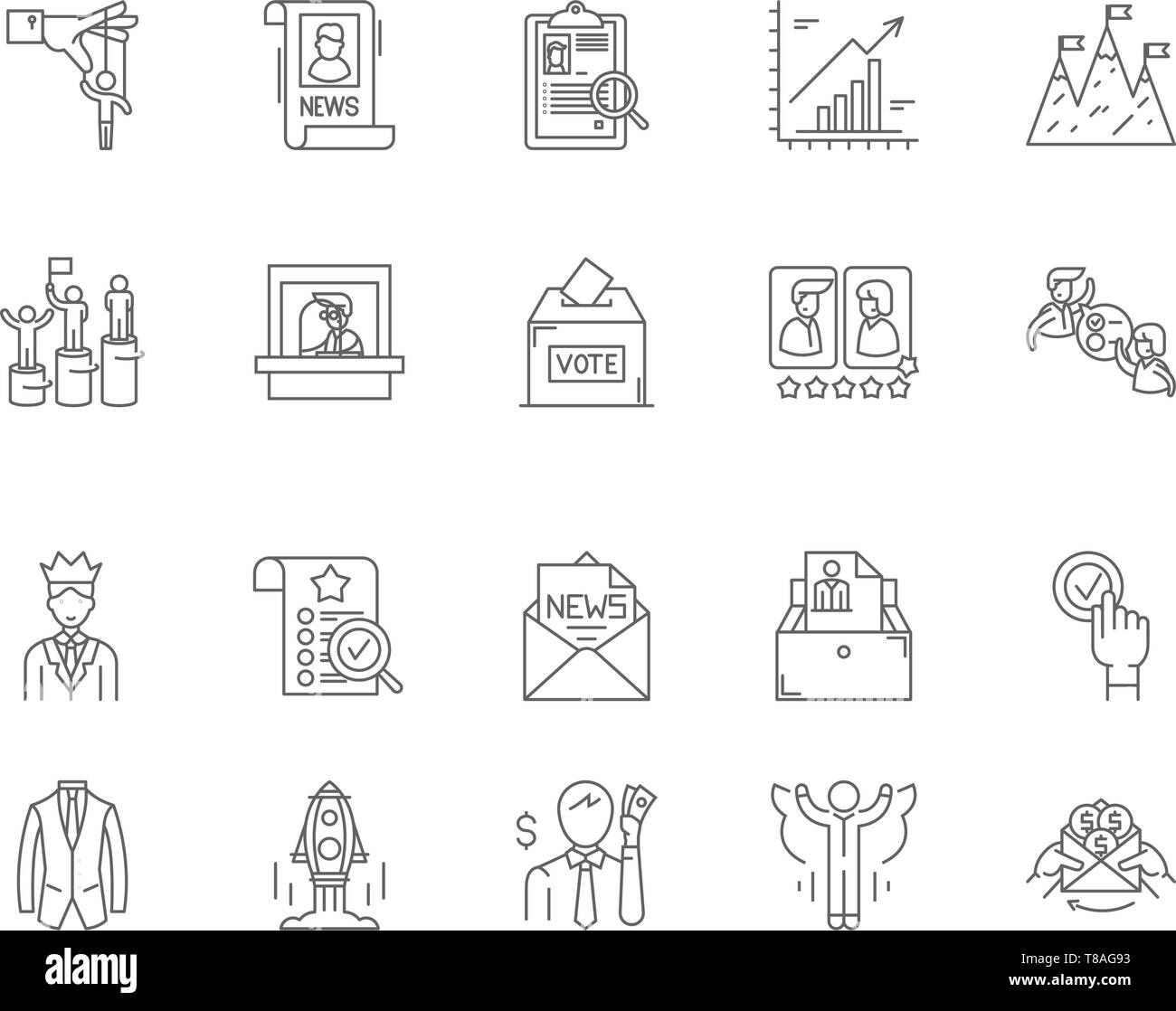 Election line icons, signs, vector set, outline illustration concept ...