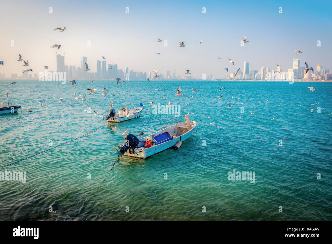Panorama of Manama with the boats. Manama, Bahrain Stock Photo - Alamy