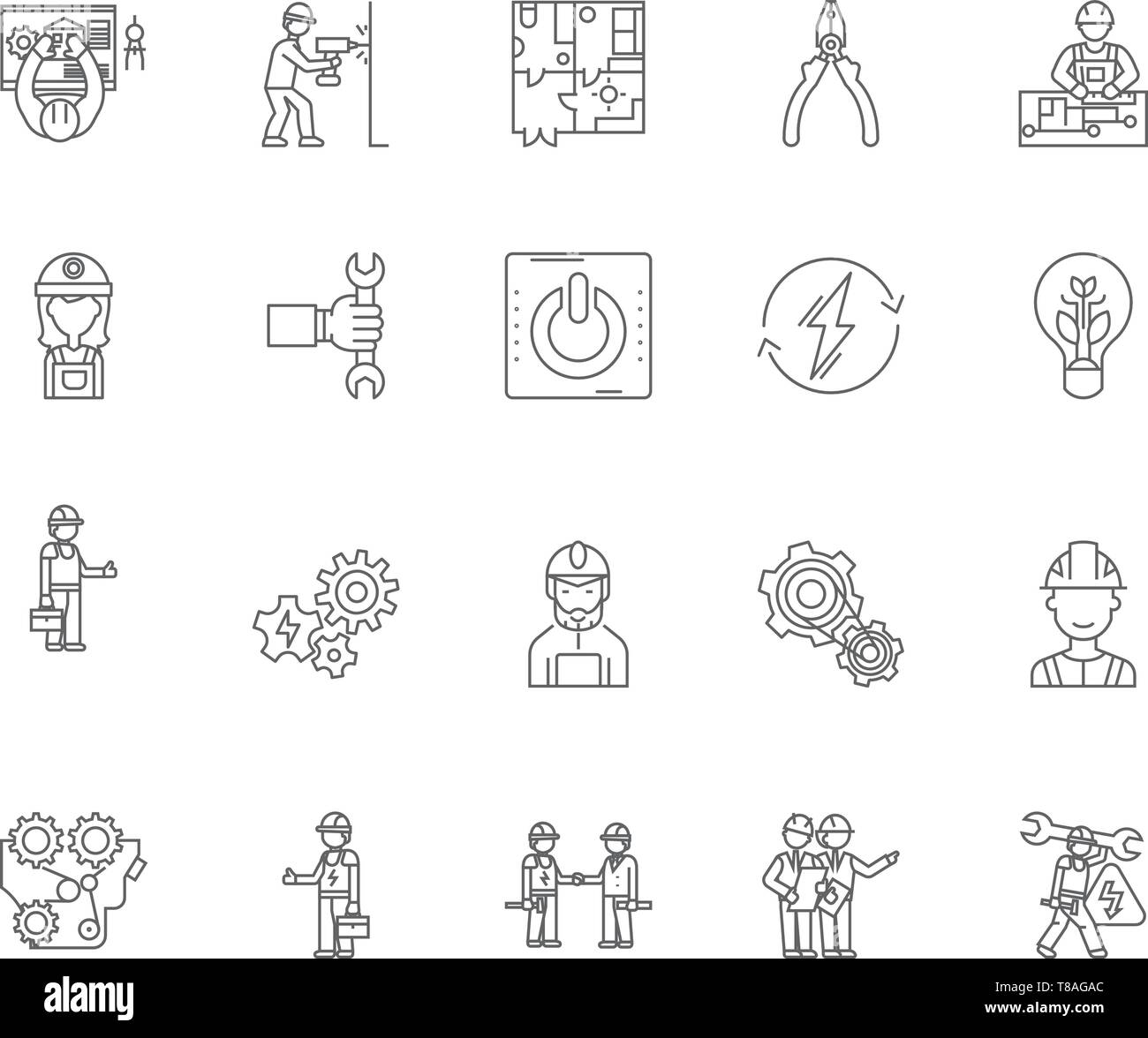 Electrical apppliance repairs line icons, signs, vector set, outline ...