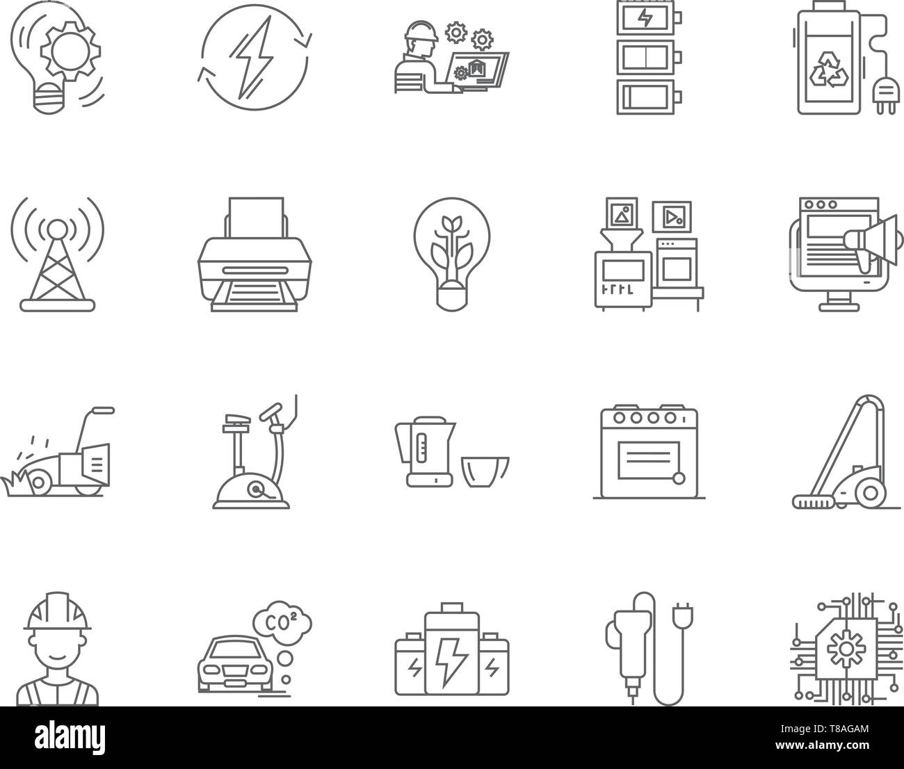 Electrical equipment line icons, signs, vector set, outline ...