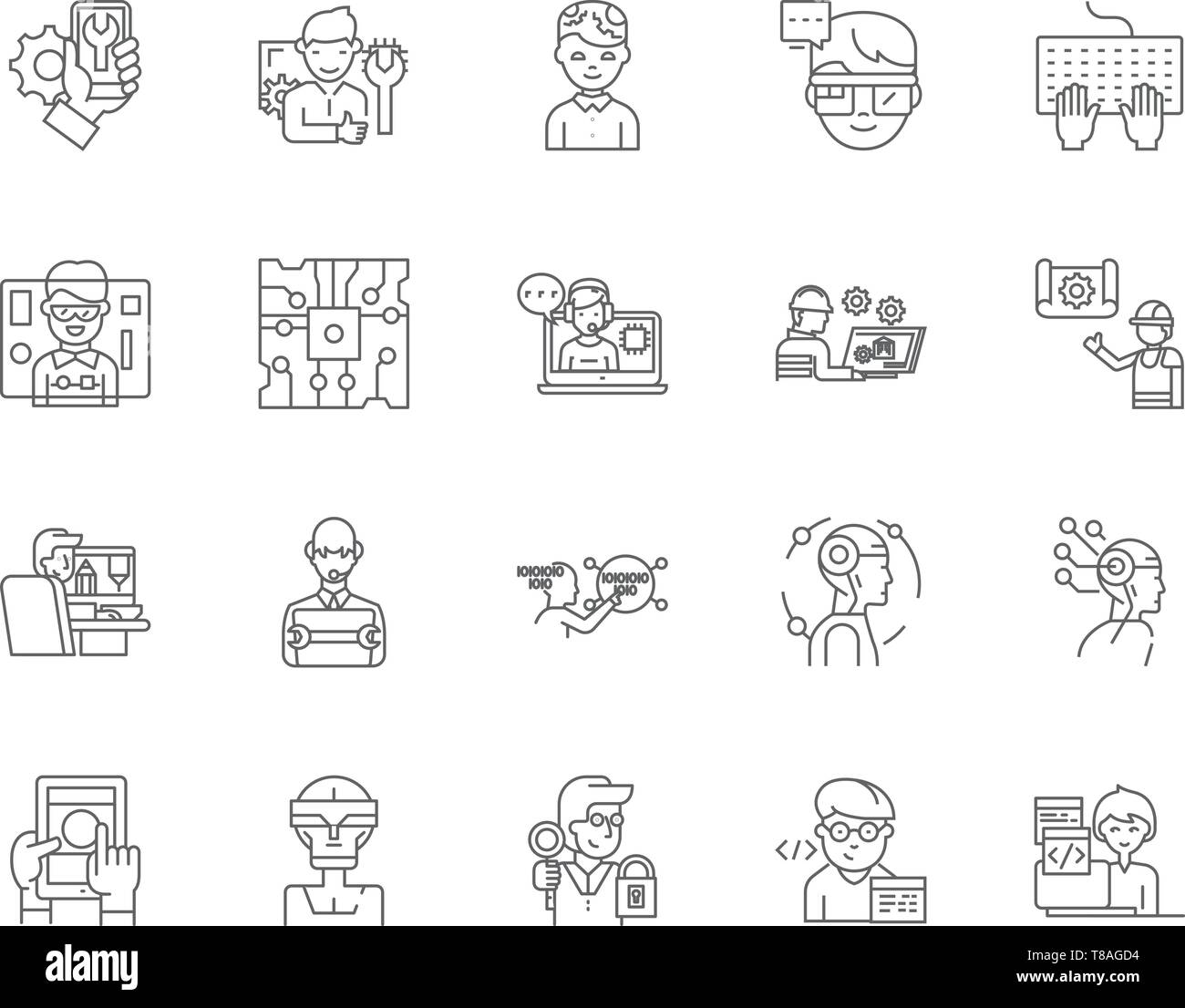 Electronic engineers line icons, signs, vector set, outline ...