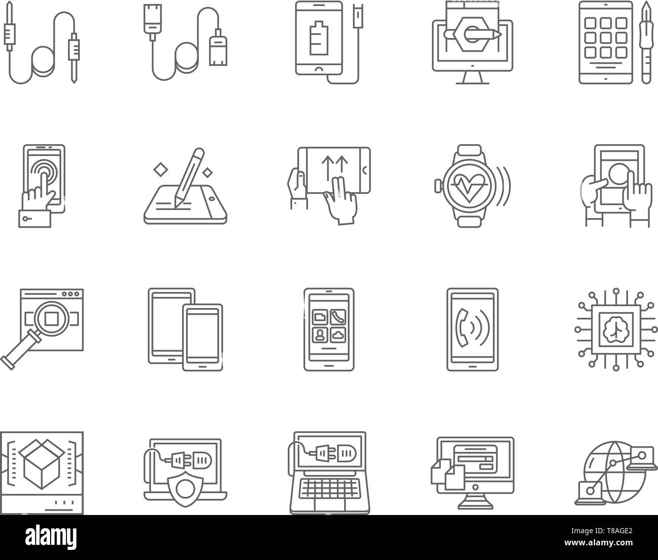 Electrronic computers line icons, signs, vector set, outline illustration concept Stock Vector ...