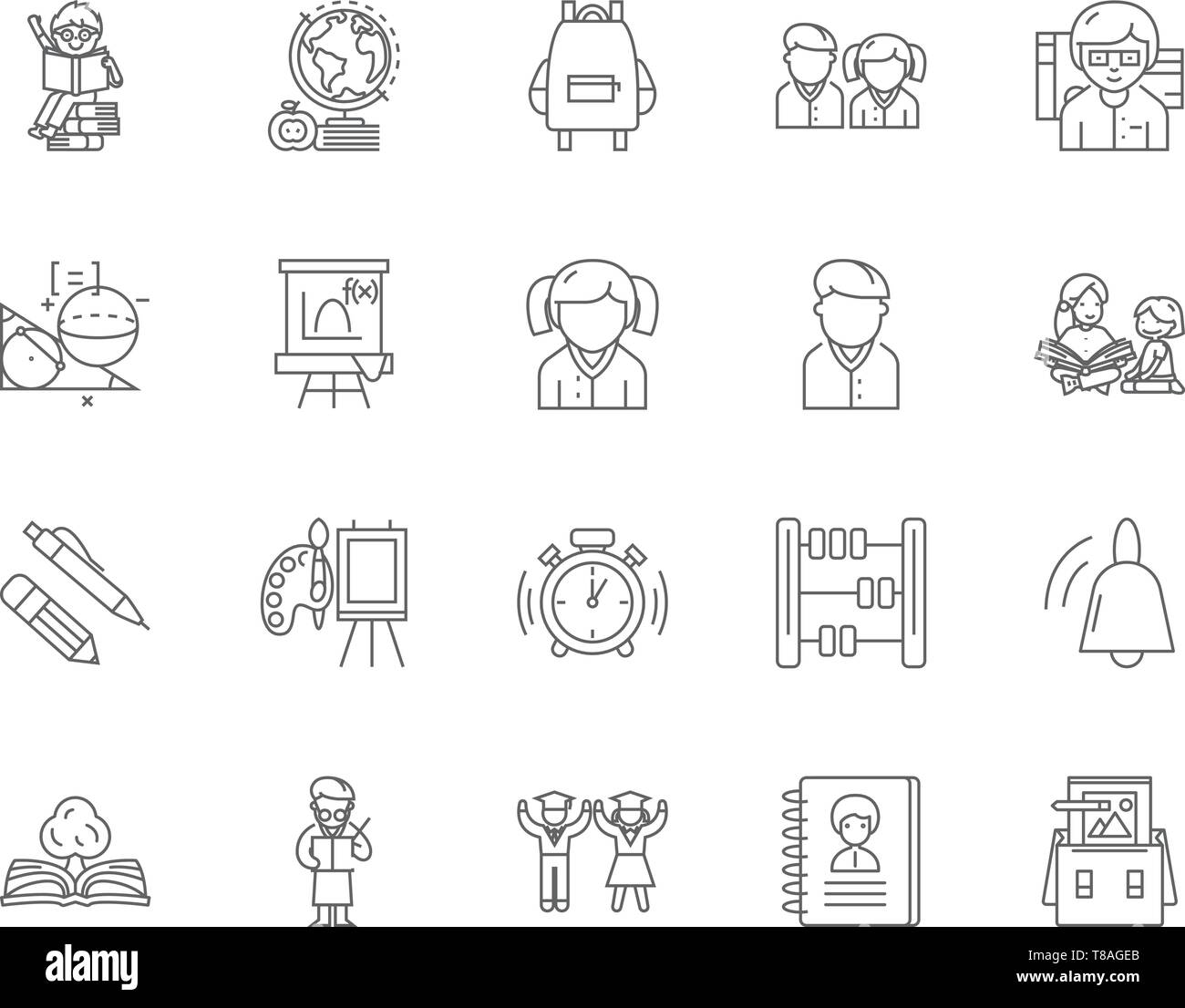 Elementary school line icons, signs, vector set, outline illustration ...